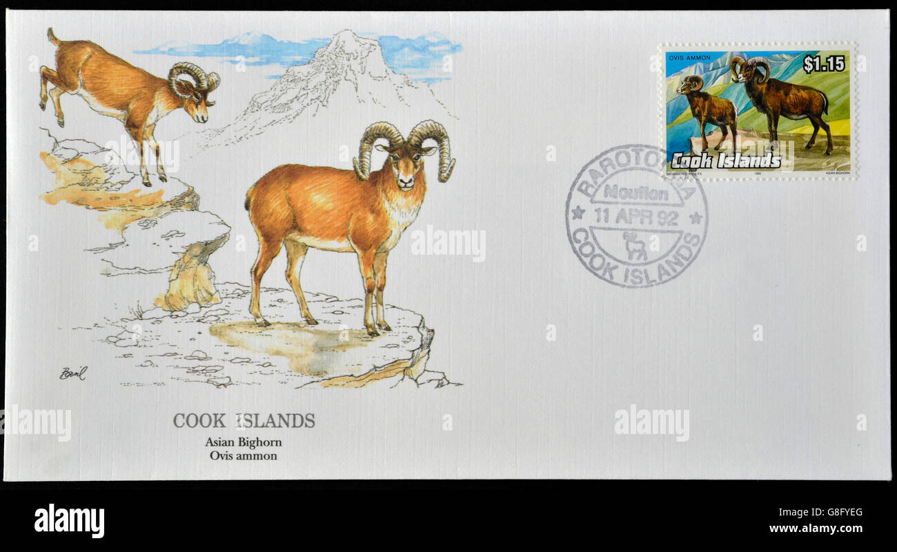 COOK ISLANDS - CIRCA 1992: A postcard printed in Cook Islands shows ...