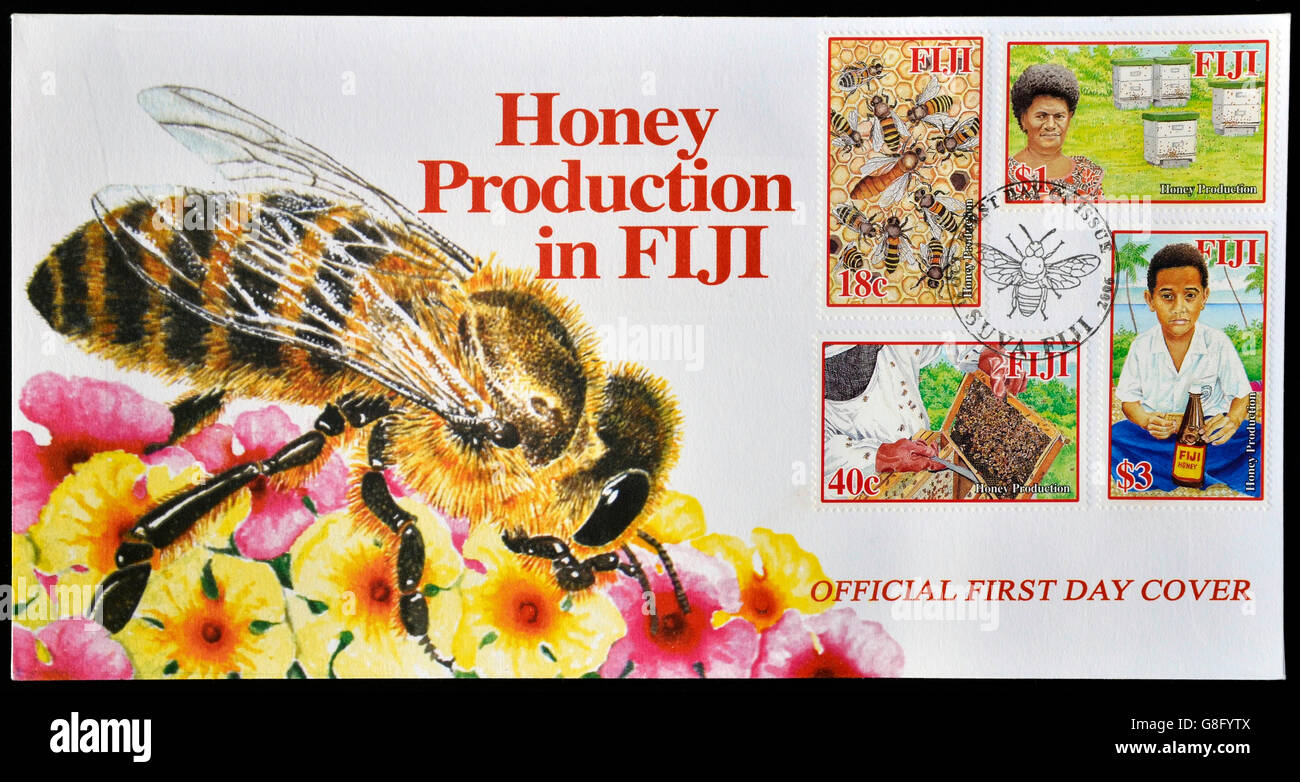 FIJI - CIRCA 2006: A postcard printed in fiji dedicated to honey ...