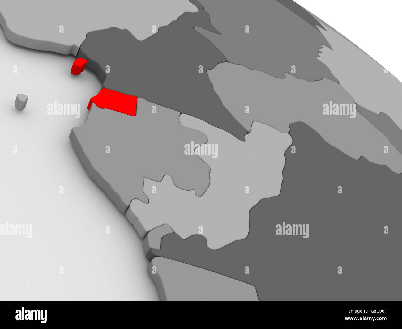 Equatorial Guinea highlighted in red on model of globe. 3D illustration ...