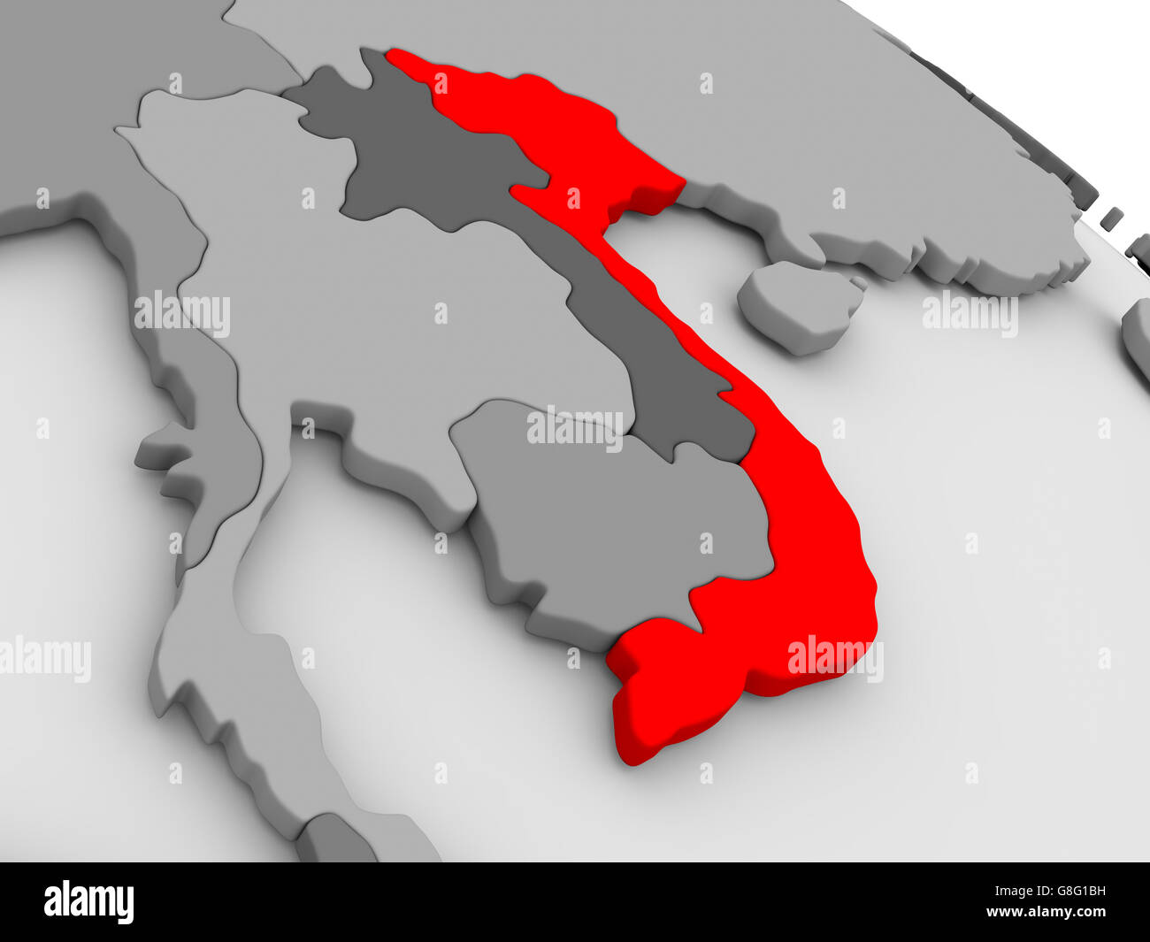 Vietnam highlighted in red on model of globe. 3D illustration Stock ...