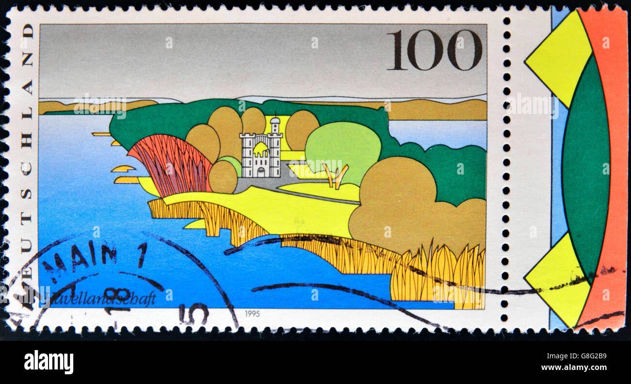 GERMANY- CIRCA 1995: A stamp printed in Germany shows Havel River ...