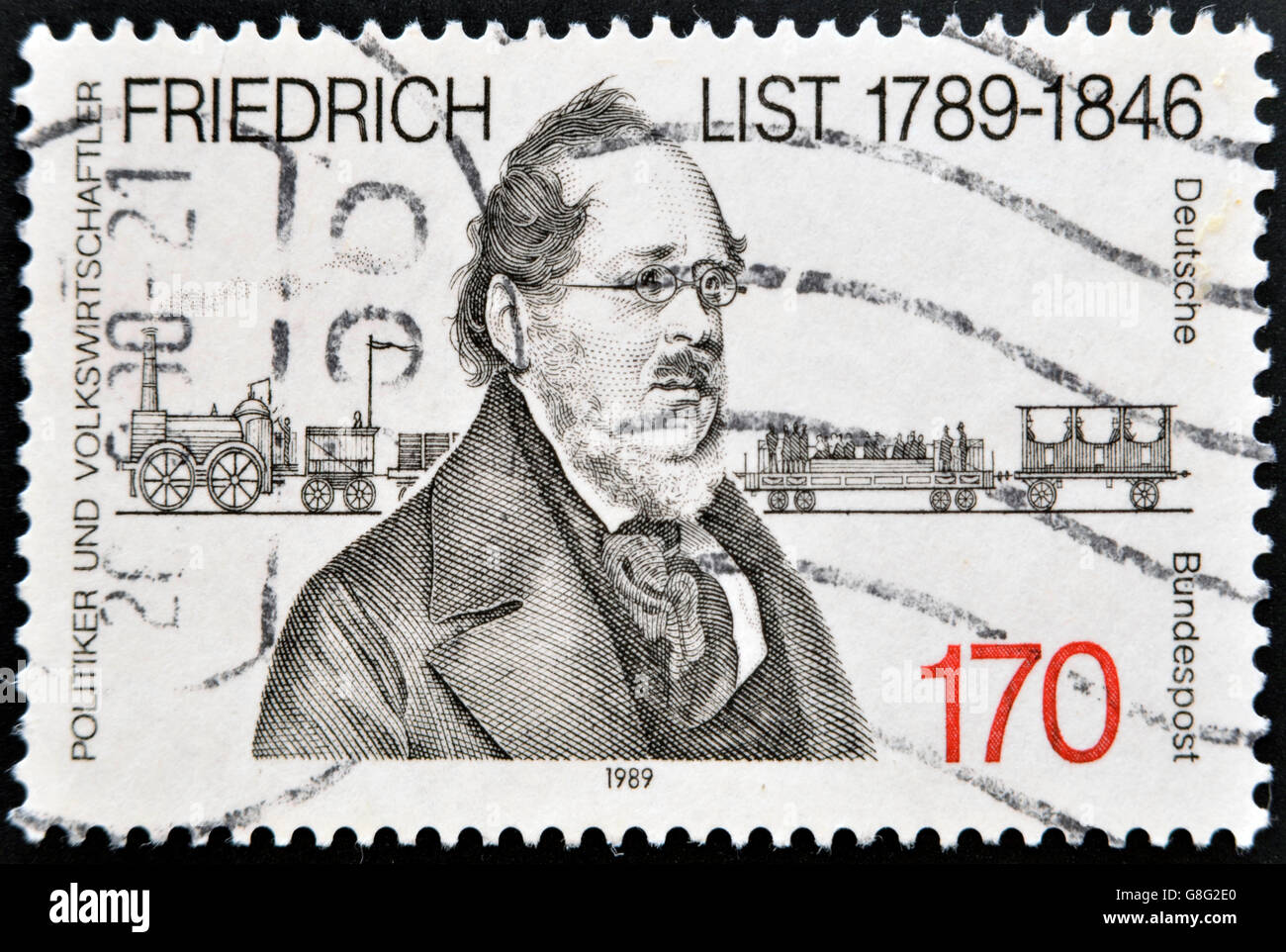 GERMANY - CIRCA 1989: a stamp printed in Germany shows Friedrich List ...