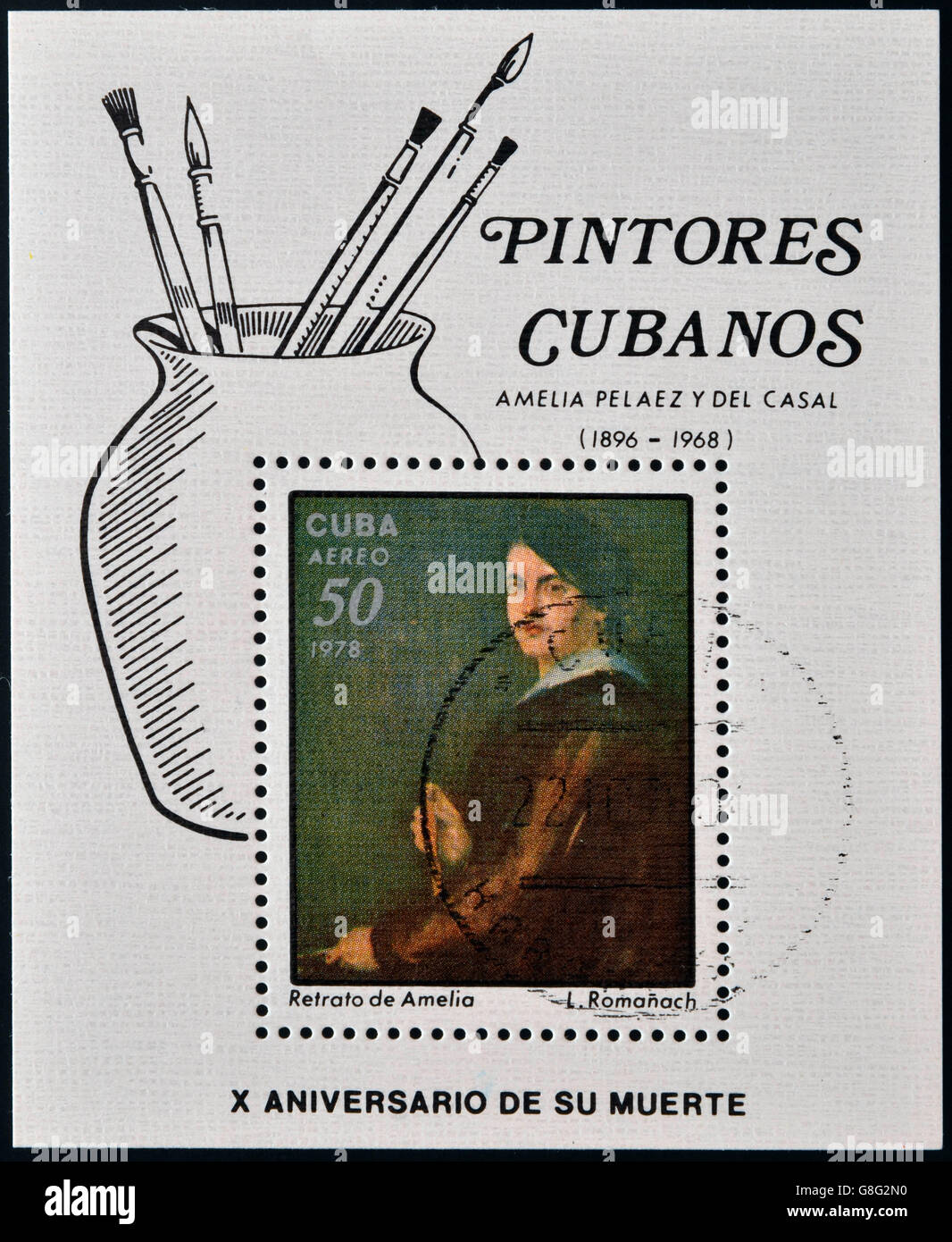 CUBA - CIRCA 1978: A stamp printed in Cuba shows image of artist L ...
