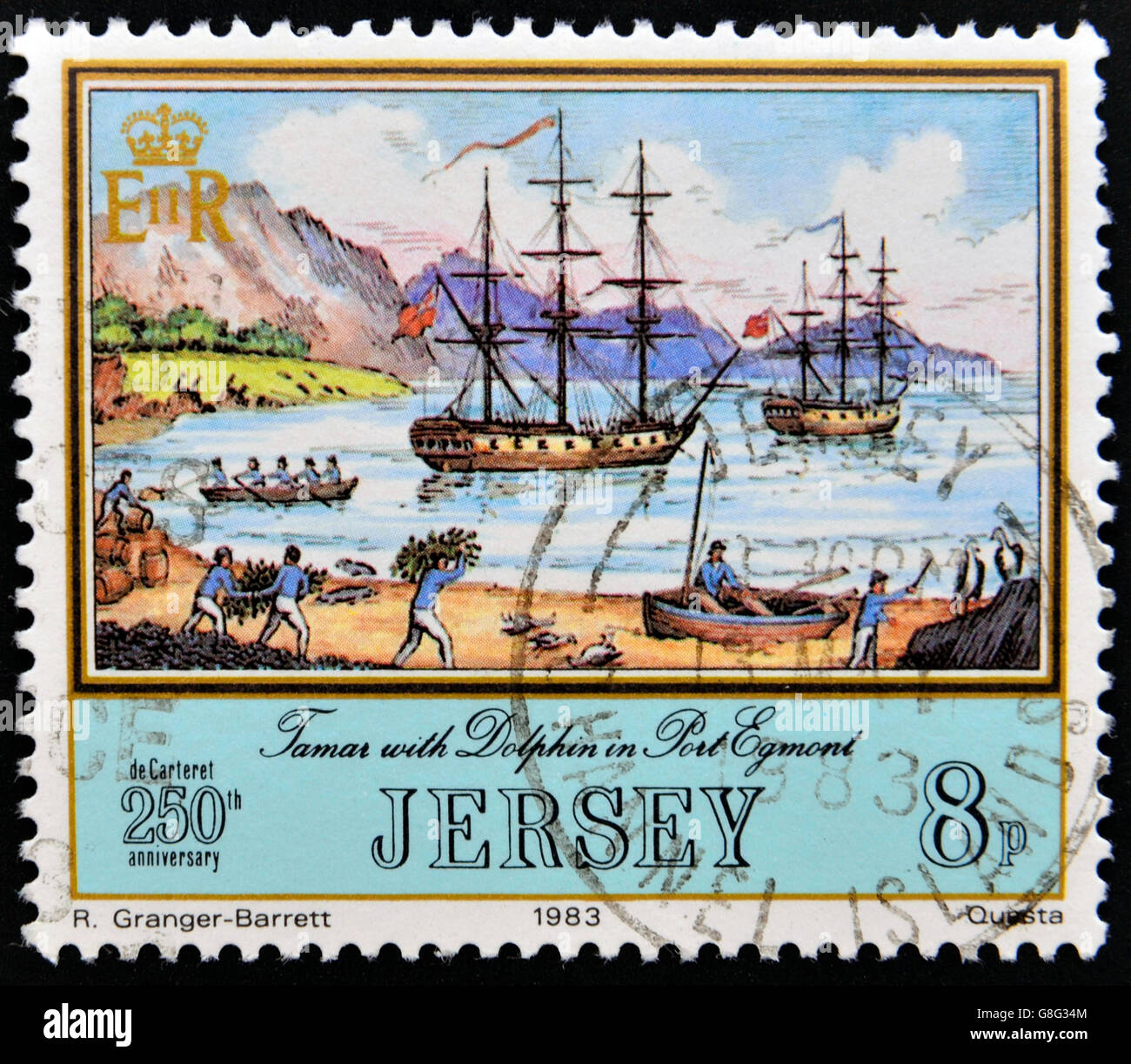 JERSEY - CIRCA 1983: A stamp printed in Jersey shows the Tamar and ...