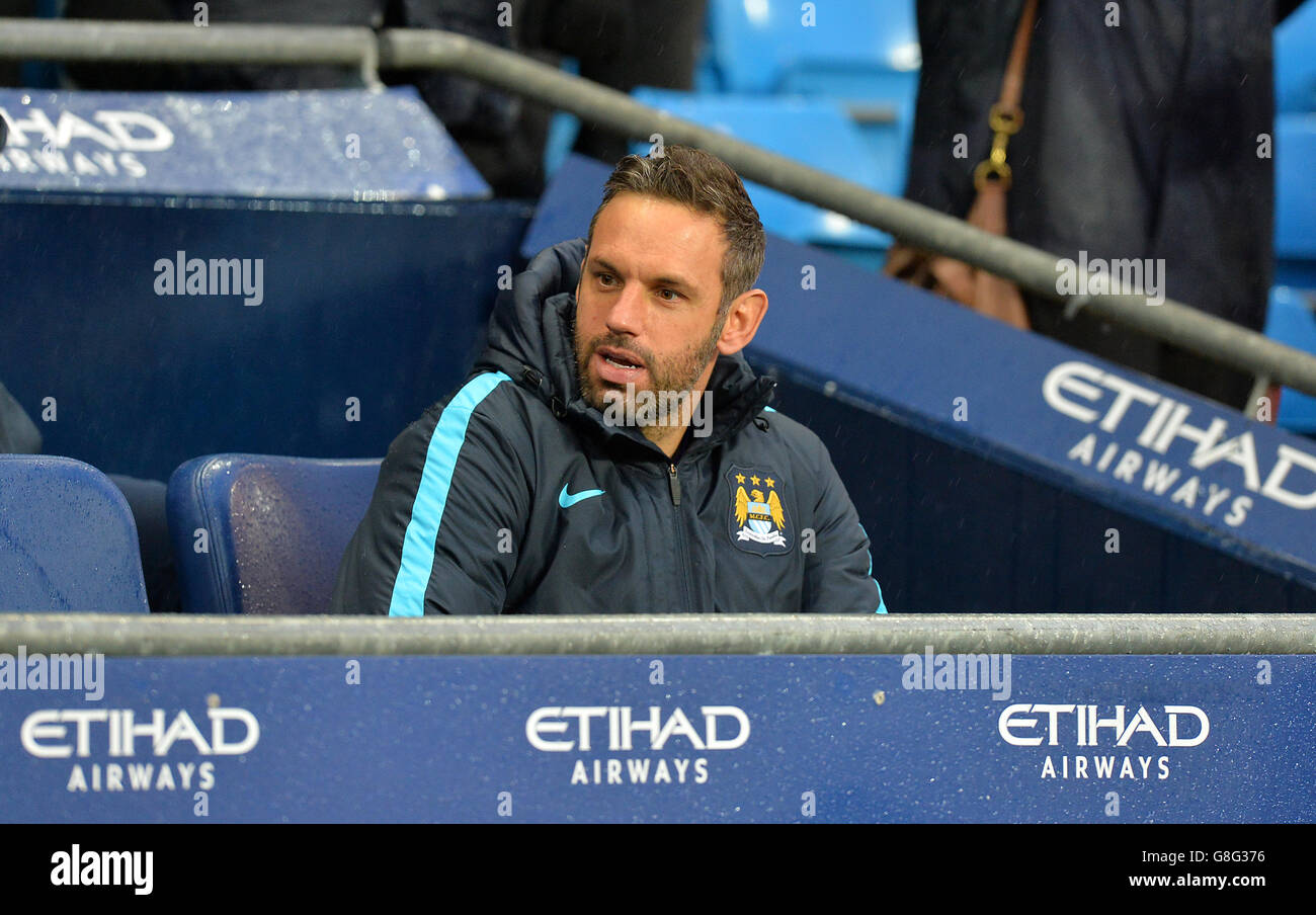 Manchester city goalkeeper richard wright on the bench hi-res stock ...