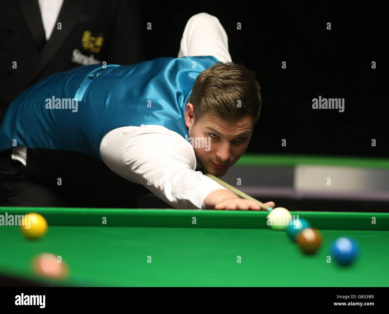 Daniel Wells of Neath during day five of the 2015 Betway UK Snooker ...