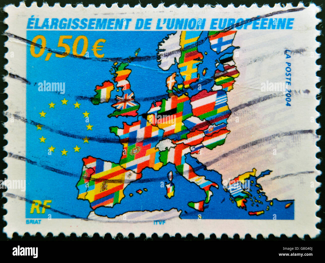 FRANCE - CIRCA 2004: postage stamp printed in France shows a map of ...