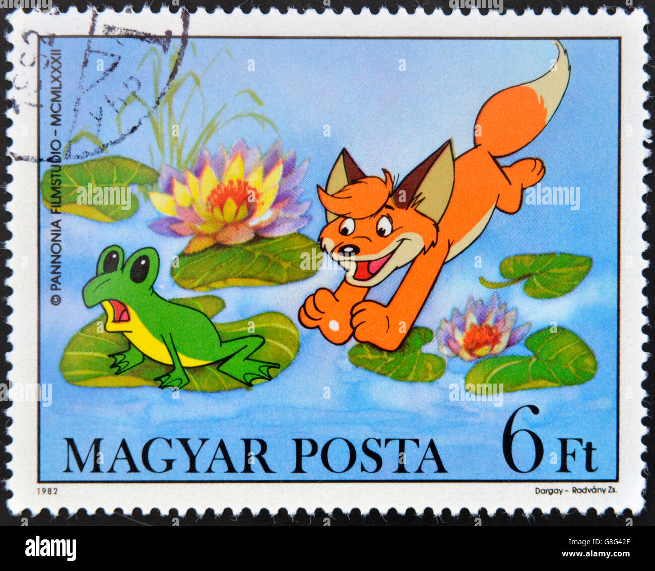HUNGARY - CIRCA 1982: A stamp printed in Hungary shows Scenes from Vuk ...
