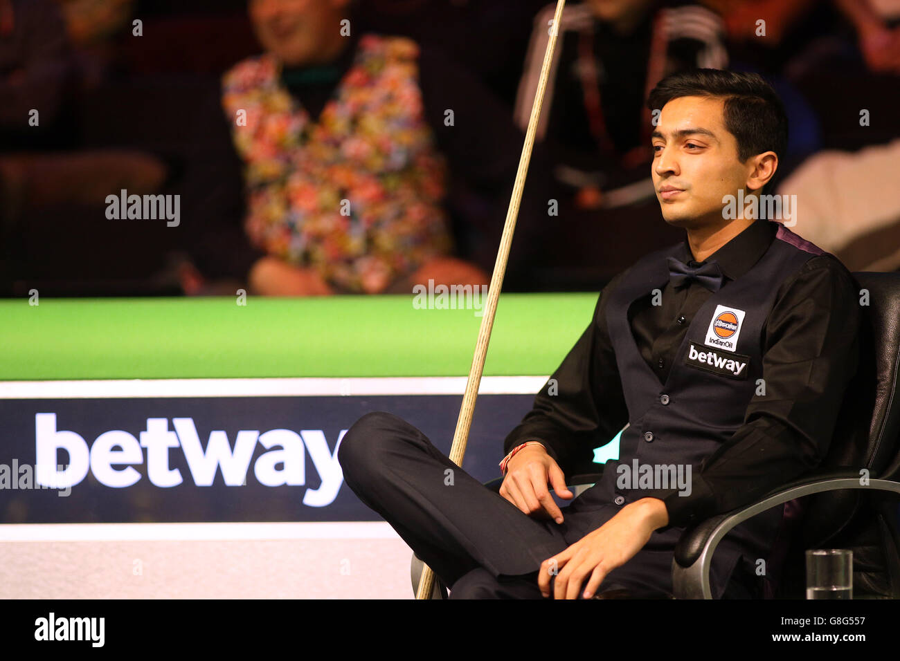 Aditya Mehta of India during day five of the 2015 Betway UK Snooker ...