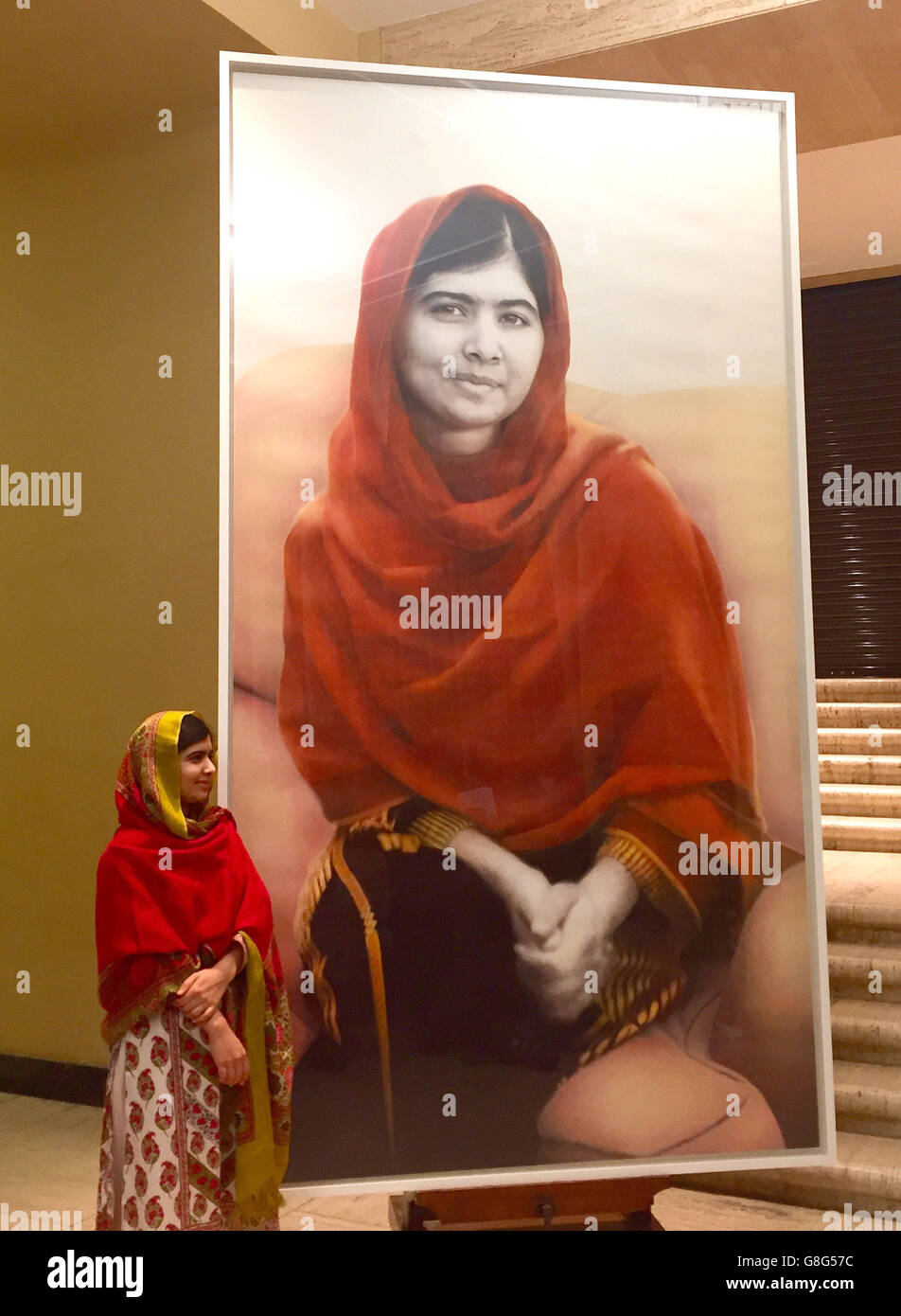 Malala Yousafzai portrait unveiled Stock Photo - Alamy