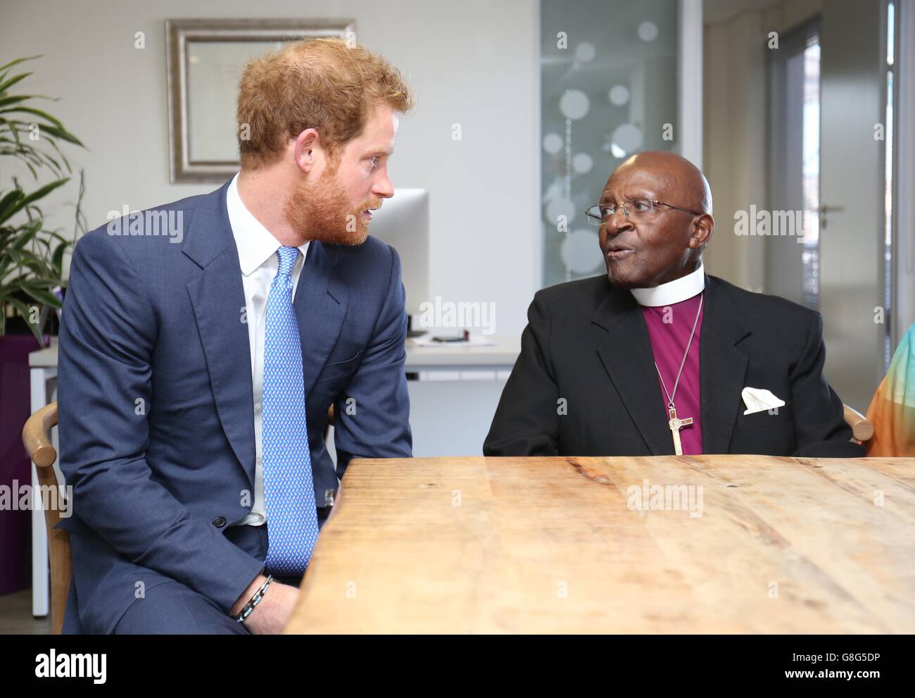Prince Harry meets the Archbishop Emeritus Desmond Tutu at the offices ...