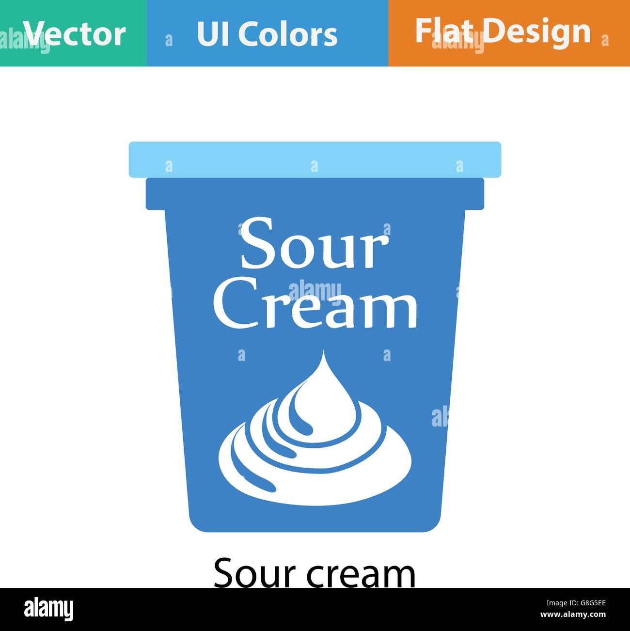 Sour cream icon. Flat color design. Vector illustration Stock Vector ...