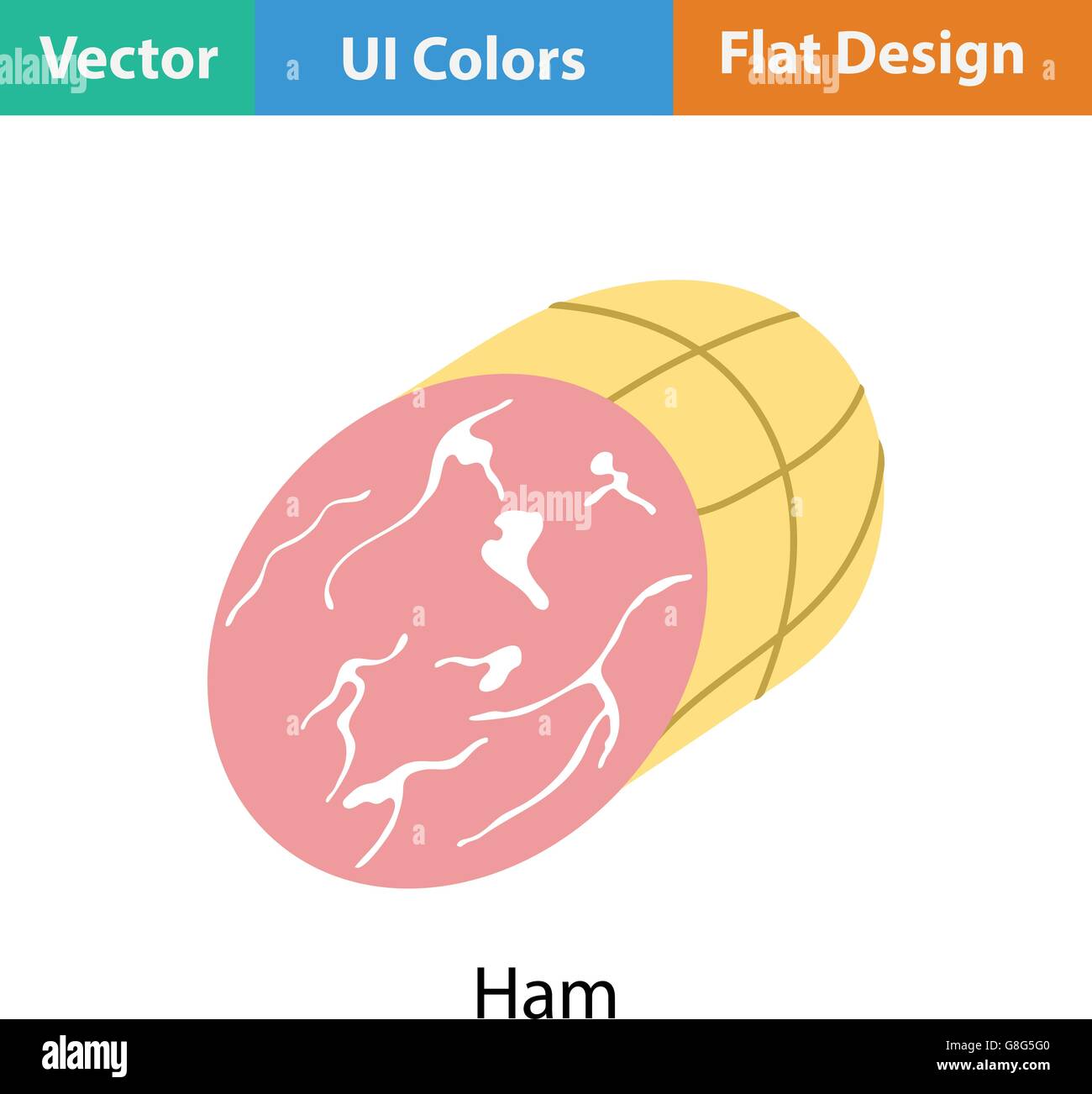 Ham icon. Flat color design. Vector illustration Stock Vector Image ...