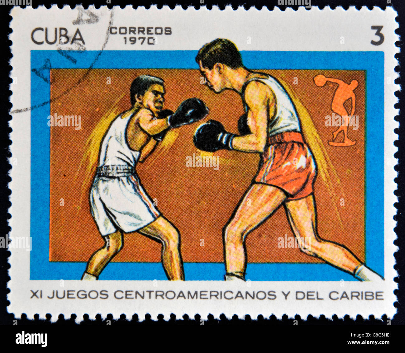 CUBA - CIRCA 1970: a stamp printed in Cuba shows boxers, circa 1970 ...