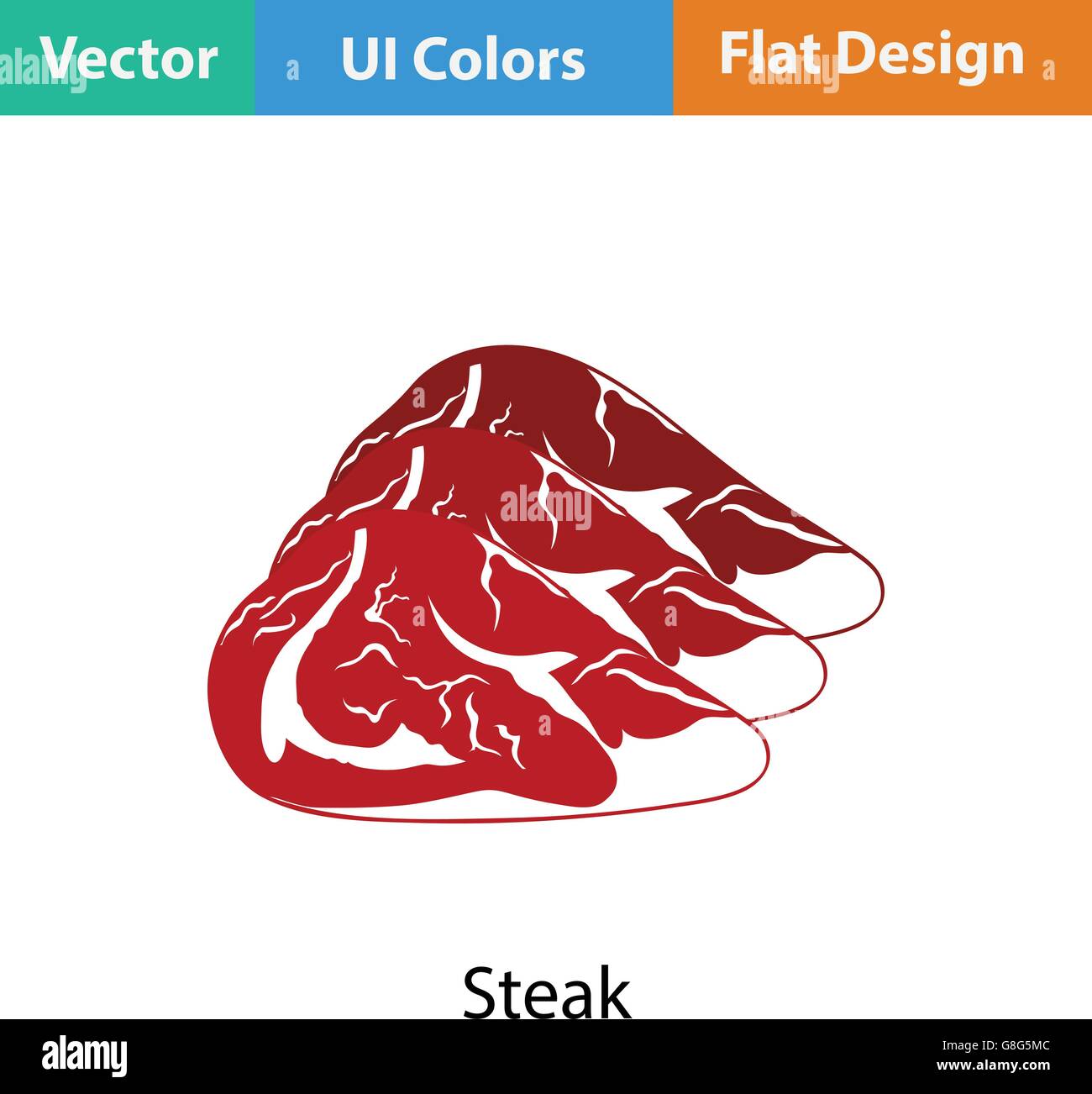 Raw meat steak icon. Flat color design. Vector illustration Stock ...