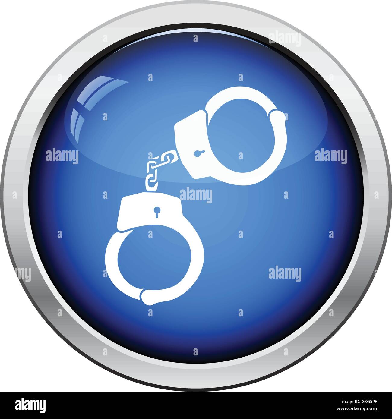 Handcuff icon. Glossy button design. Vector illustration Stock Vector ...