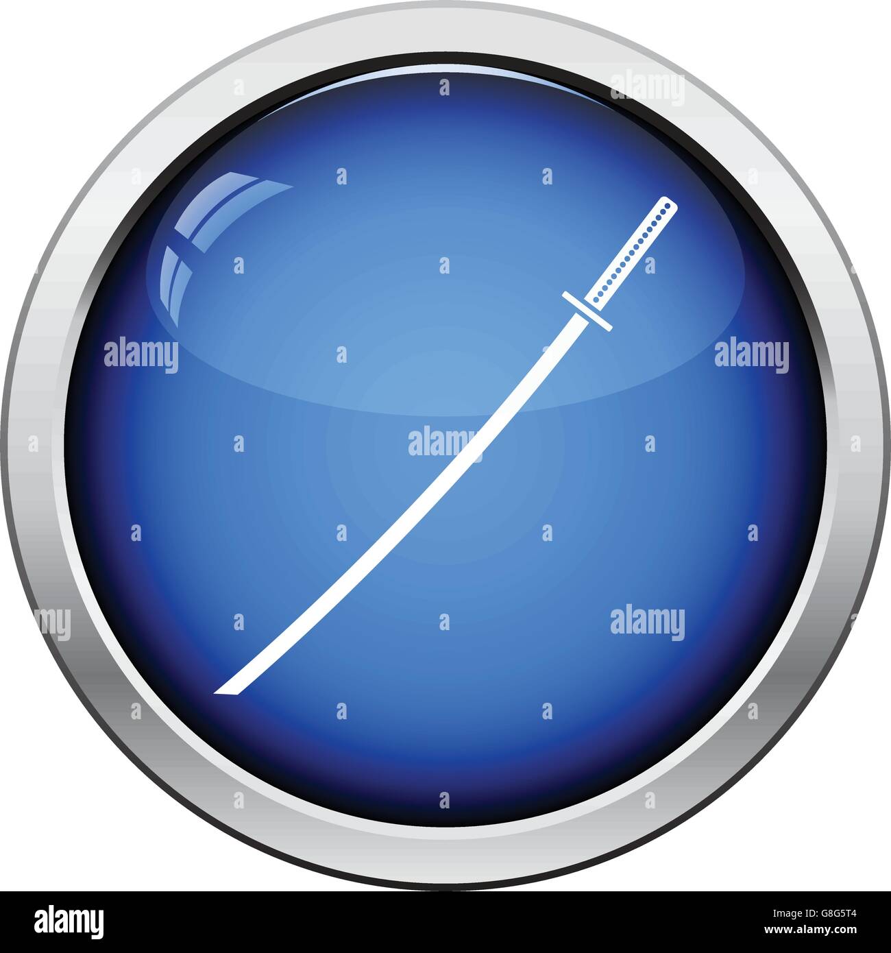 Japanese sword icon. Glossy button design. Vector illustration Stock ...