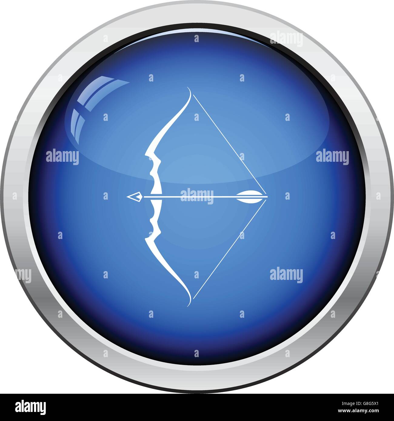 Bow with arrow icon. Glossy button design. Vector illustration Stock ...