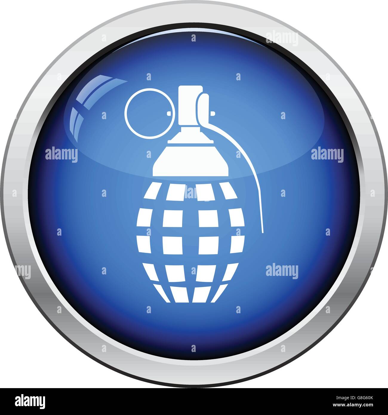 Defensive grenade icon. Glossy button design. Vector illustration Stock ...