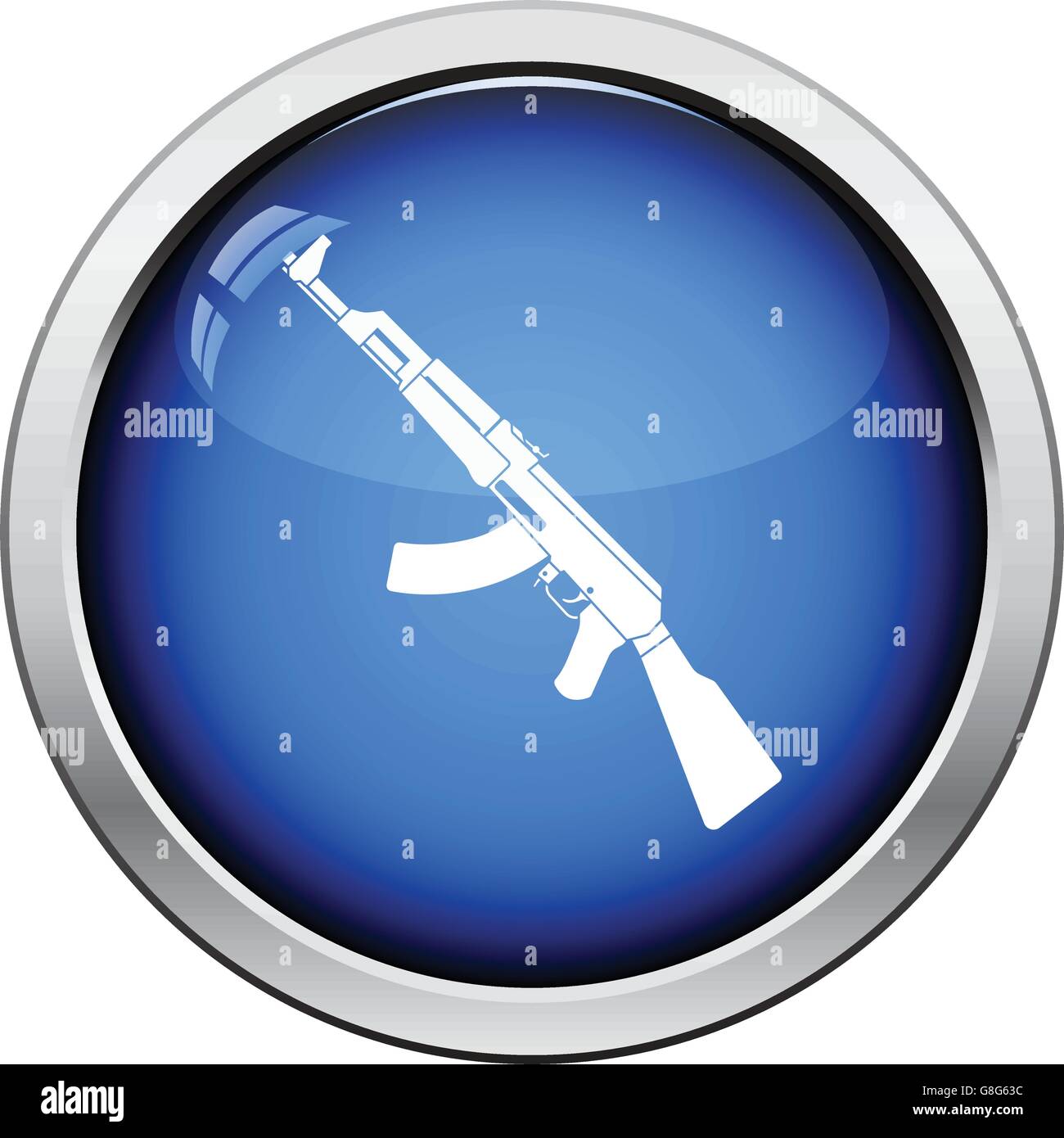 Rassian weapon rifle icon. Glossy button design. Vector illustration ...