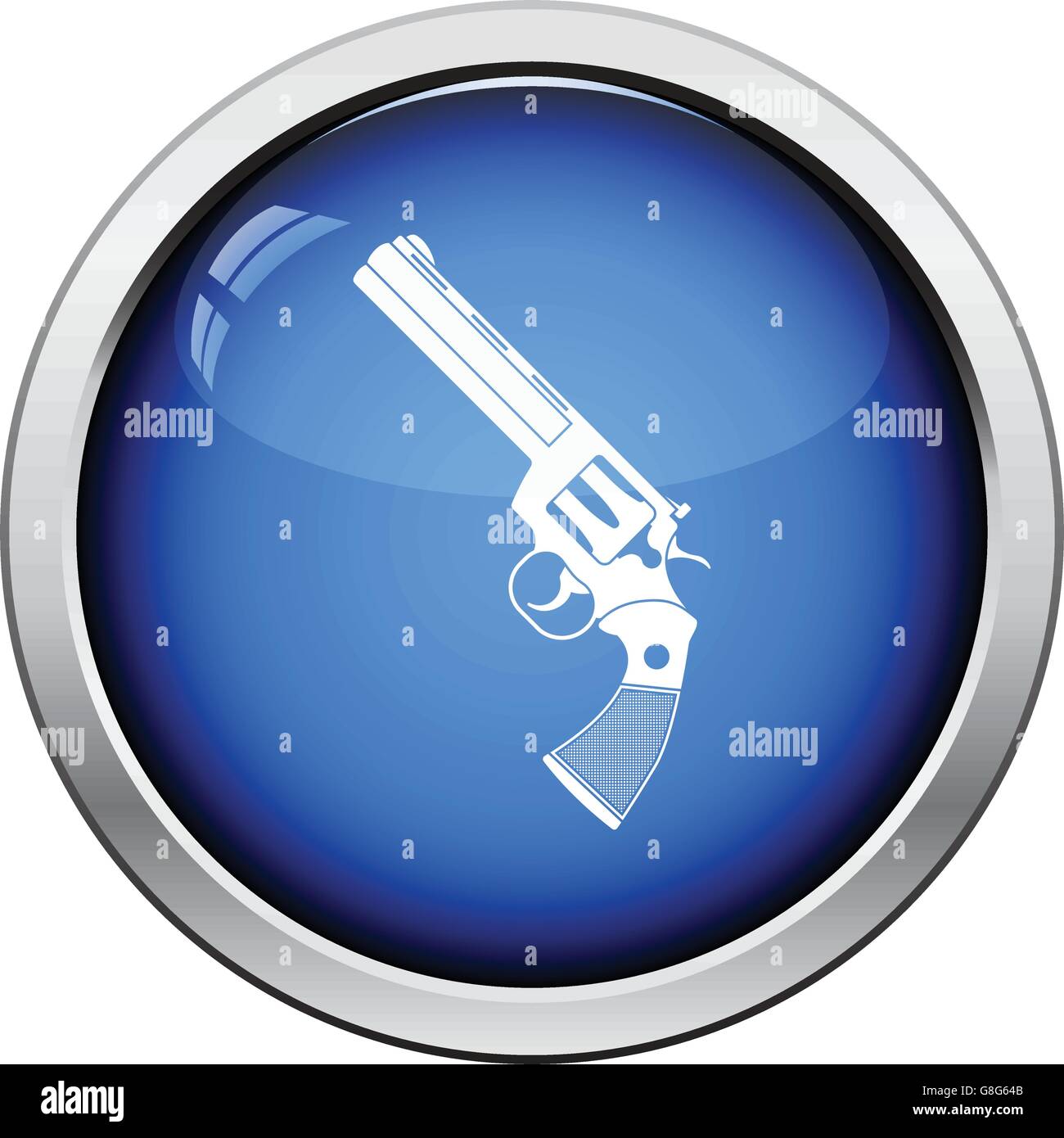 Revolver gun icon. Glossy button design. Vector illustration Stock ...