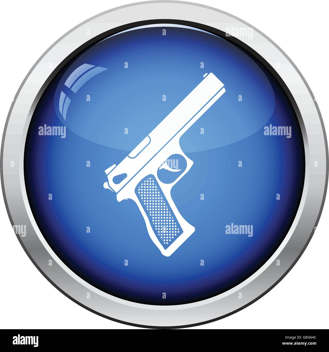 Gun icon. Glossy button design. Vector illustration Stock Vector Image ...
