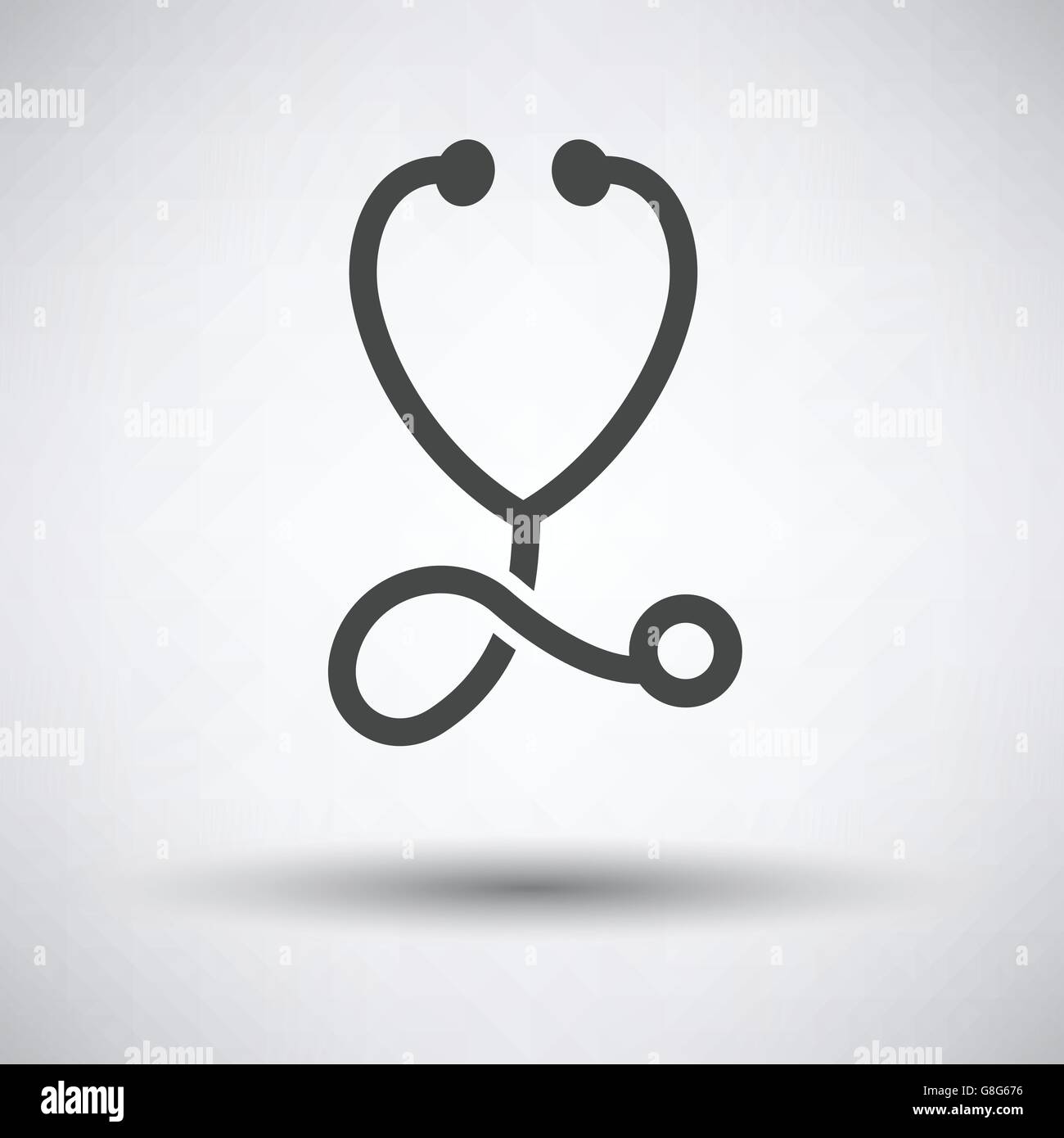Stethoscope icon on gray background, round shadow. Vector illustration ...