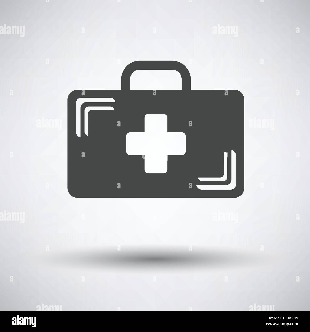 Medical case icon on gray background, round shadow. Vector illustration ...