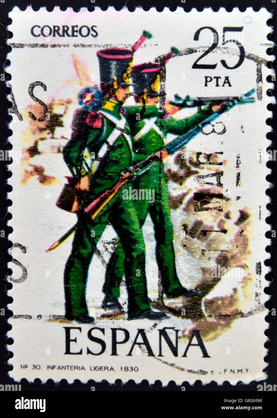 SPAIN - CIRCA 1976: A stamp printed in spain dedicated to military ...