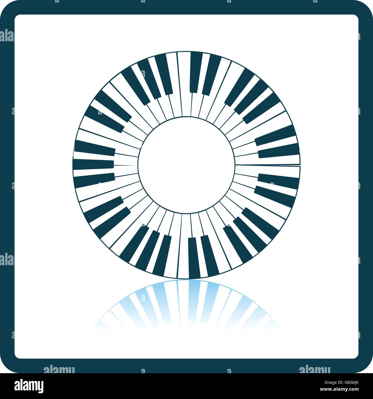 Piano circle keyboard icon. Glossy button design. Vector illustration ...