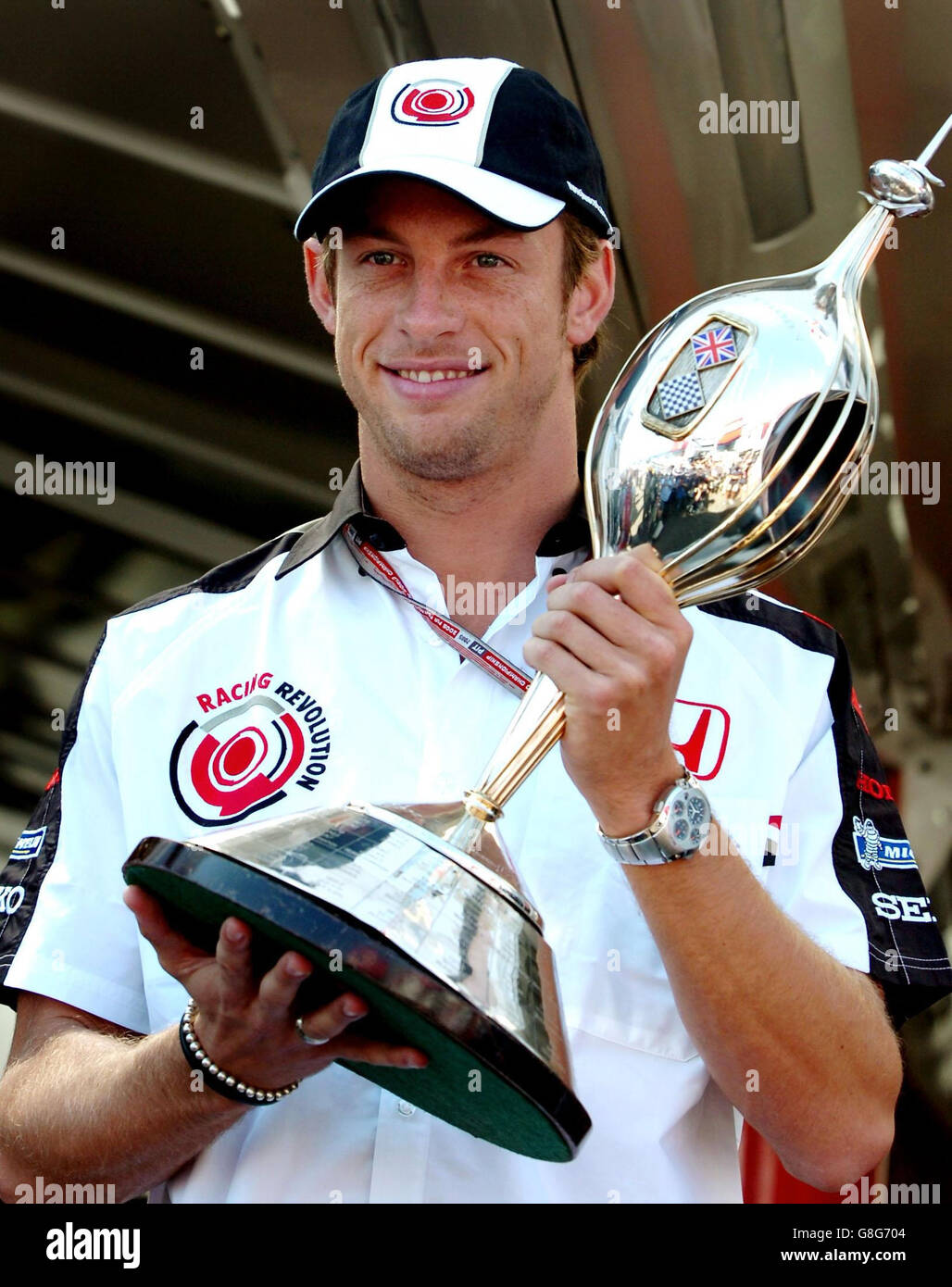 Great Britain's and BAR-Honda driver Jenson Button with the Hawthorn ...