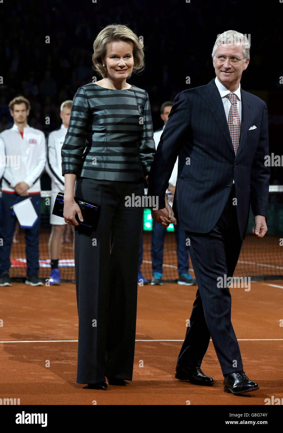 King Philippe and Queen Mathilde of Belgium during day one of the Davis ...