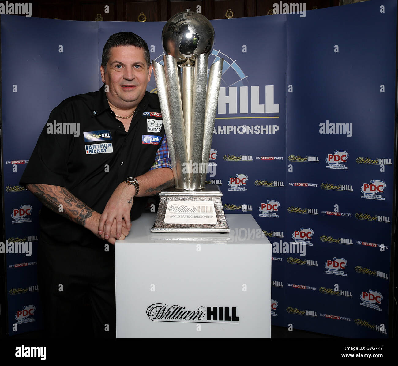 Gary Anderson poses with the Sid Waddell trophy during the William Hill ...