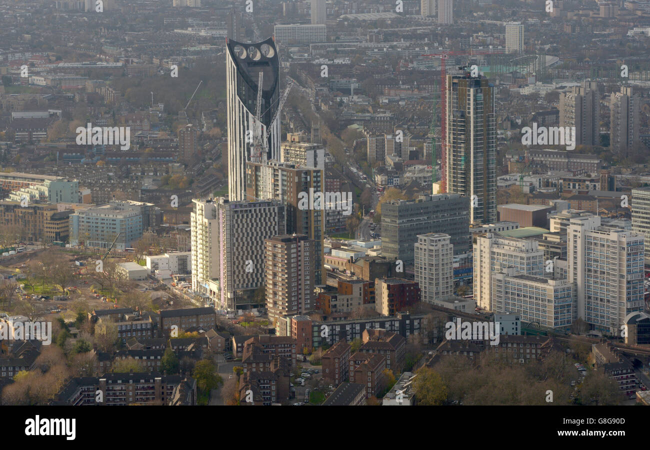 General view of the Strata building, London seen from the View at the ...