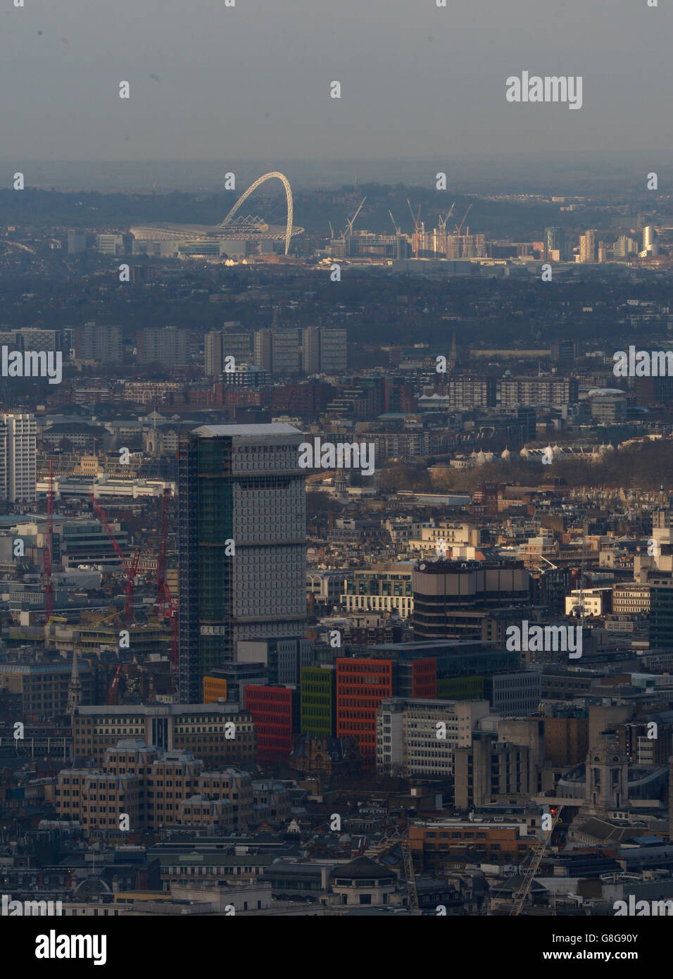 General view of Wembley stadium, London seen from the View at the Shard ...