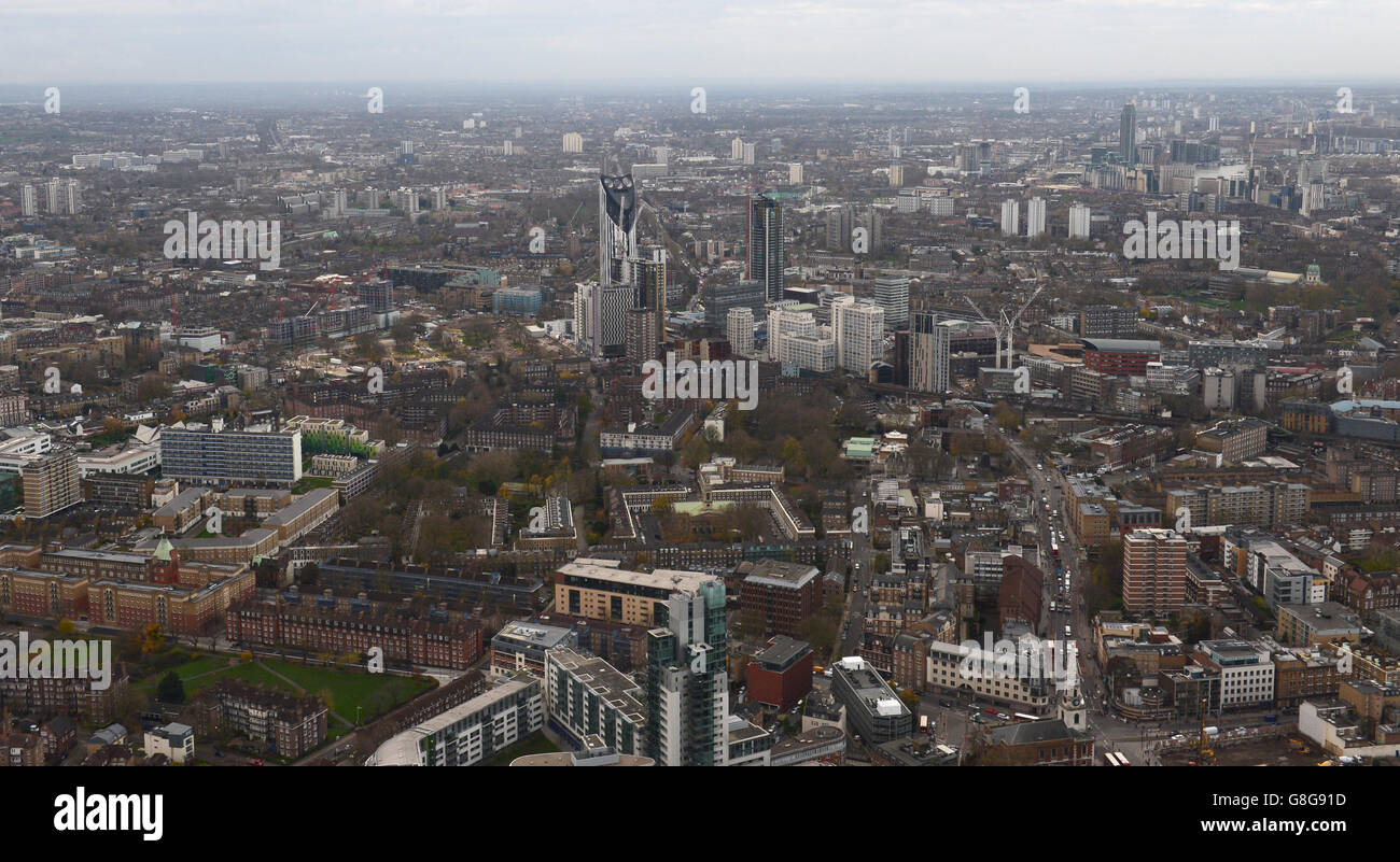 City Views from The Shard - London. General view of Strata Tower ...