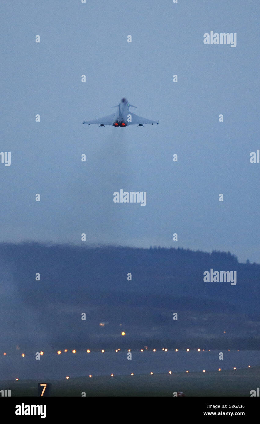 Eurofighter typhoon jets raf lossiemouth in scotland hi-res stock ...