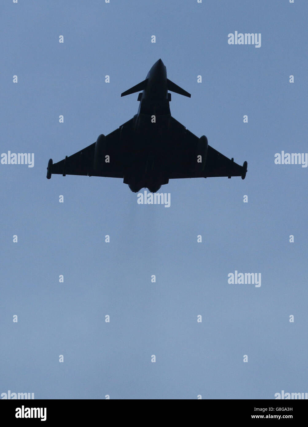 A Eurofighter Typhoon jet takes off from RAF Lossiemouth in Scotland ...