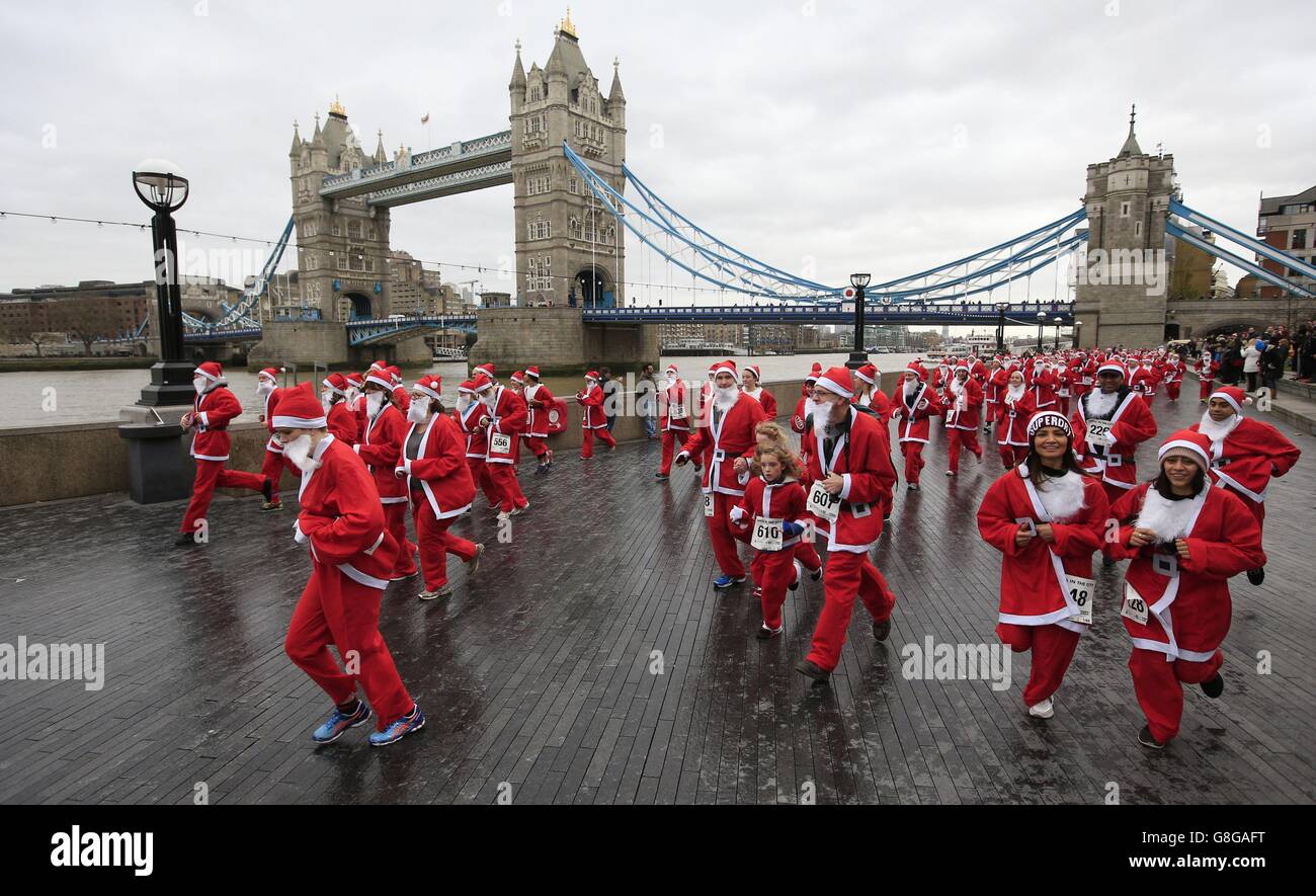 London Santa Run Stock Photo - Alamy