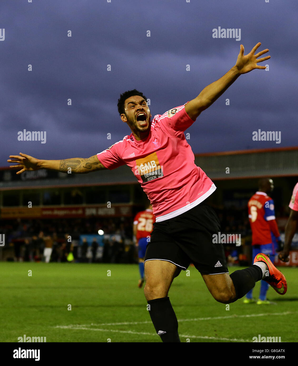 Whitehawk's Jordan Rose celebrates after scoring an injury time goal ...