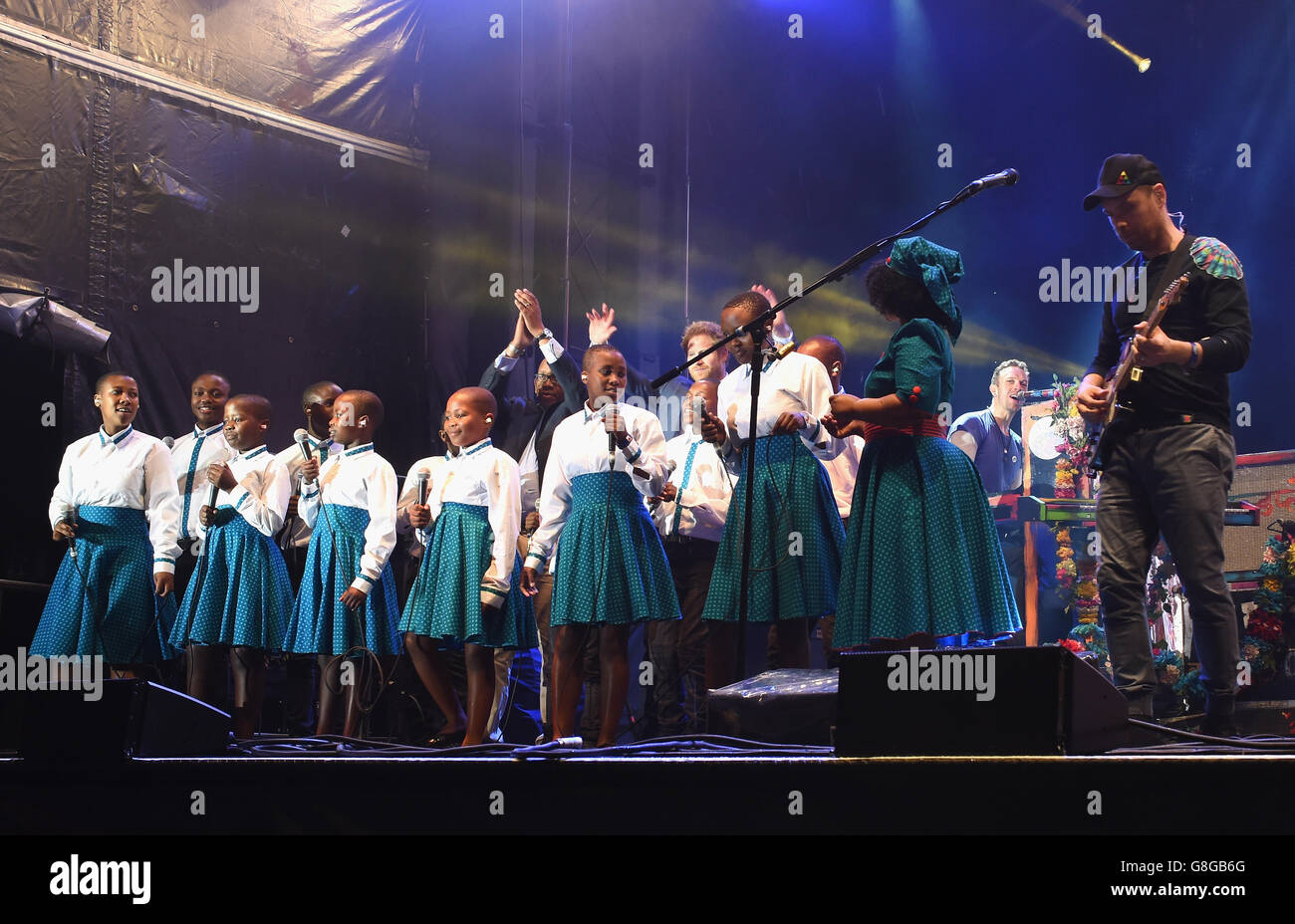 Prince Harry (centre) with Sentebale charity co-founder Prince Seeiso ...