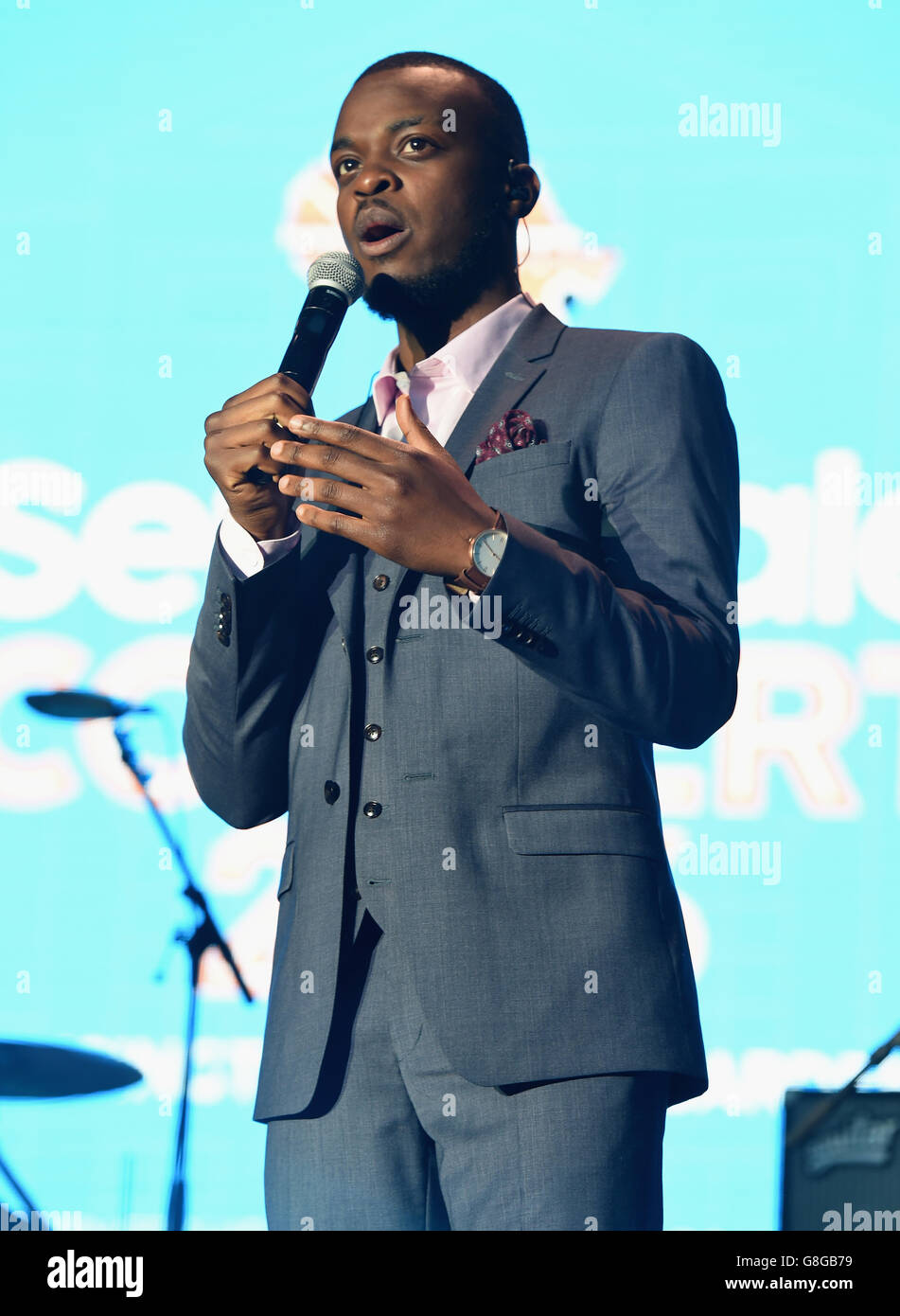 George Mpanga also know as George the Poet performing during a concert ...