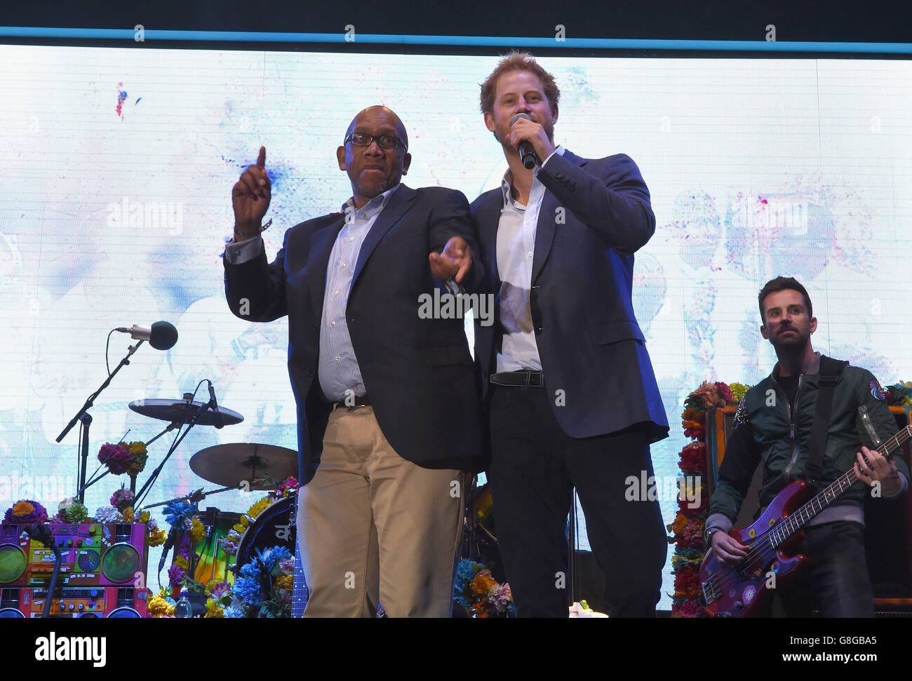 Prince Harry (centre) with Sentebale charity co-founder Prince Seeiso ...