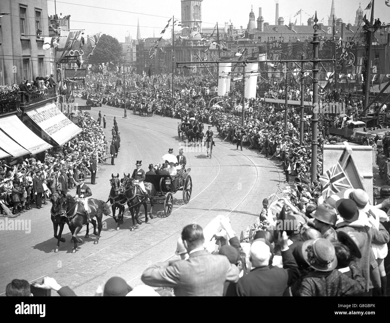 General view of the Royal procession through Bristol, as King George V ...