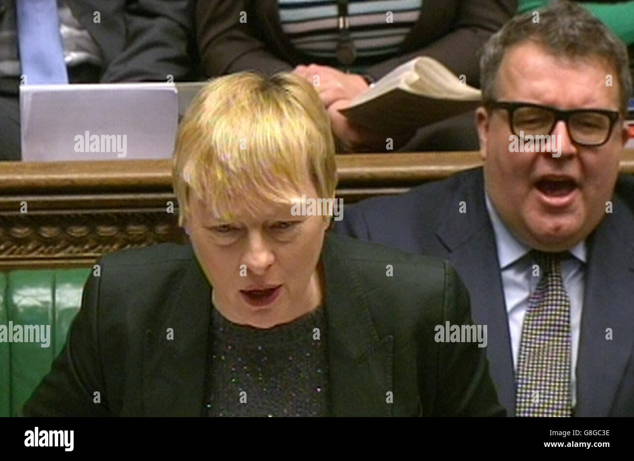 Shadow First Secretary of State Angela Eagle, watched by deputy Labour ...