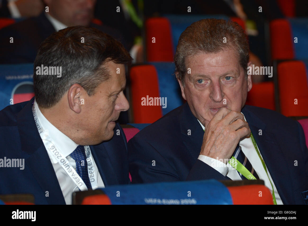 UEFA Euro 2016 Draw - Paris. England manager Roy Hodgson (right) speaks ...