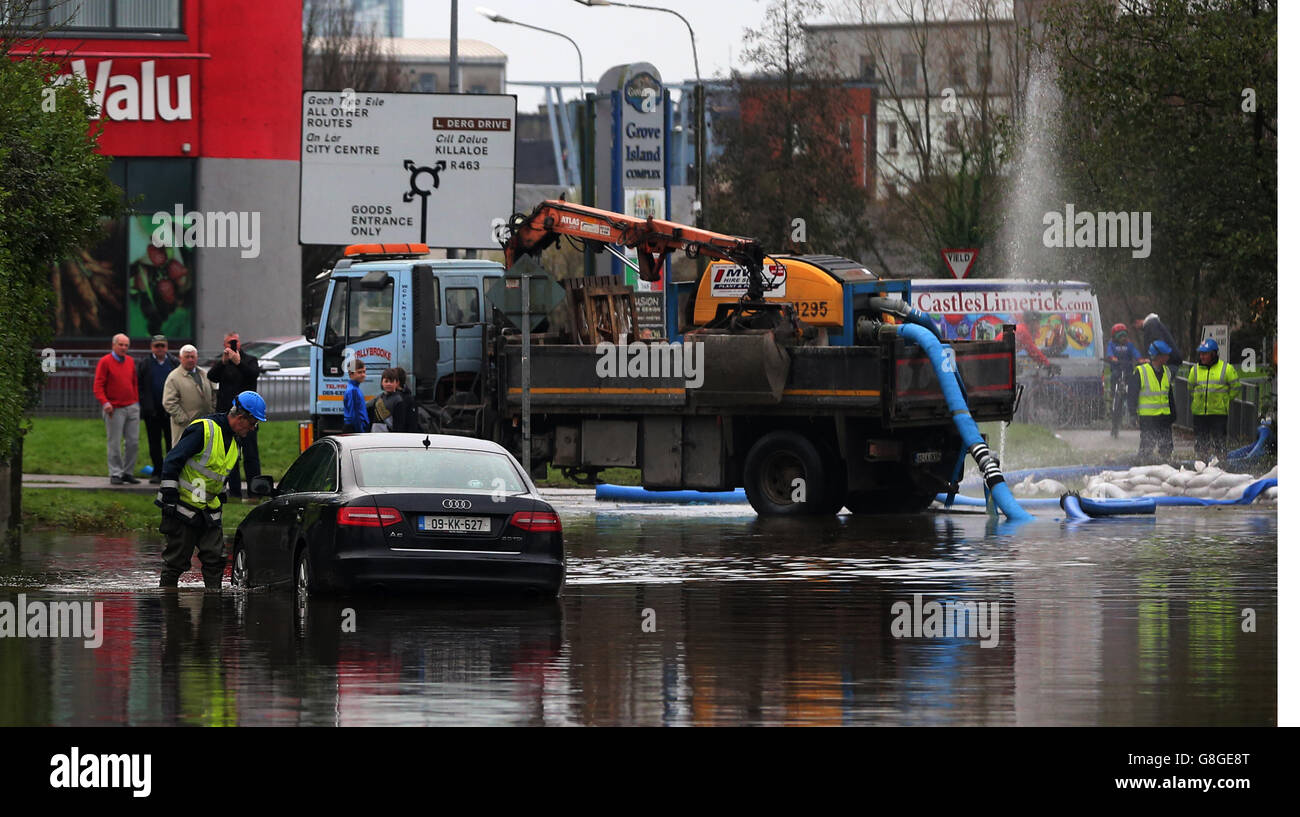 The area of Corbally in Limerick, Ireland, as flooding continues along ...