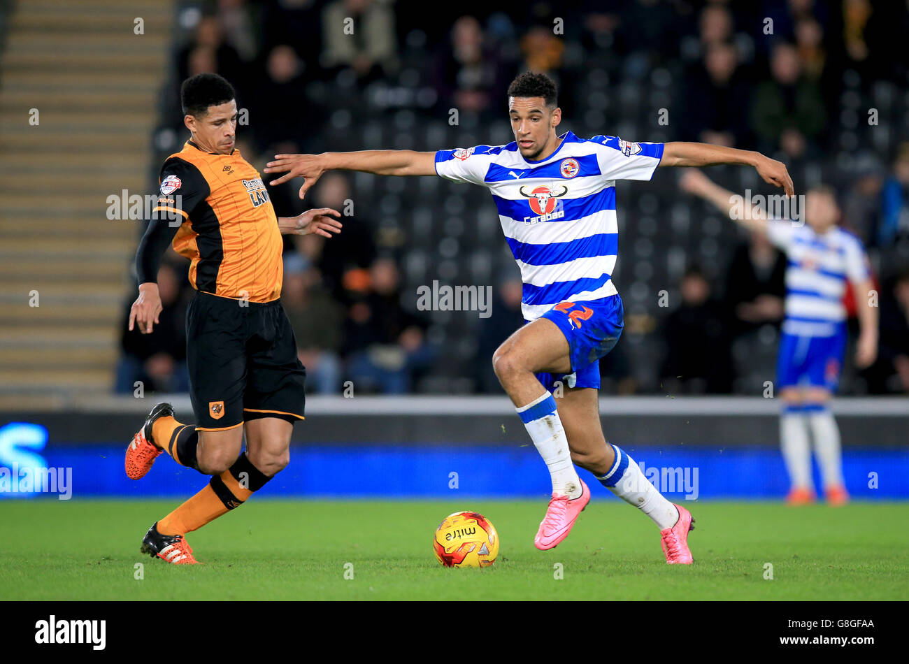Reading's Nick Blackman (right) and Hull City's Curtis Davies battle ...