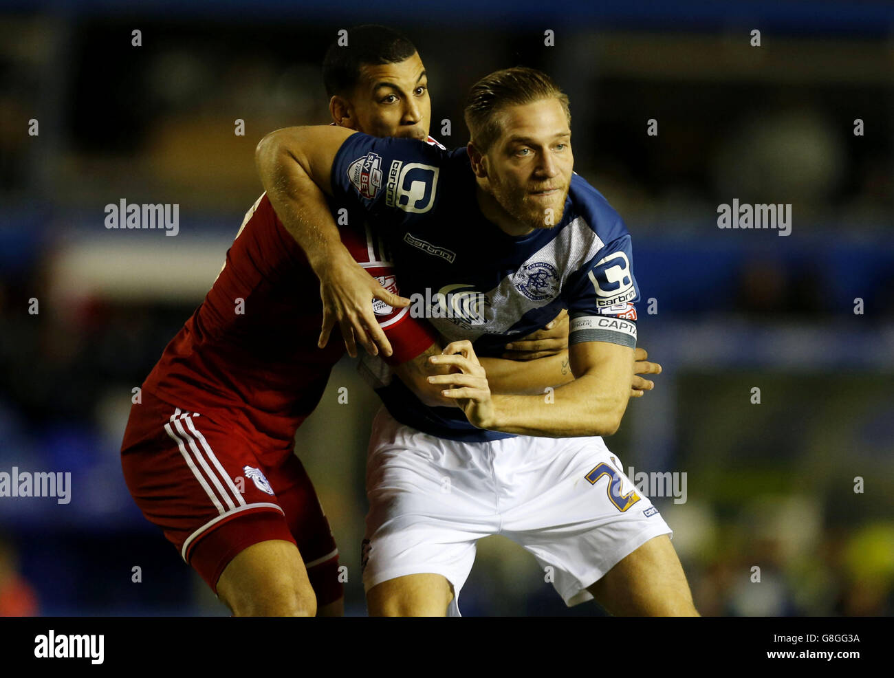 Birmingham City's Michael Morrison and Cardiff City's Lee Peltier ...