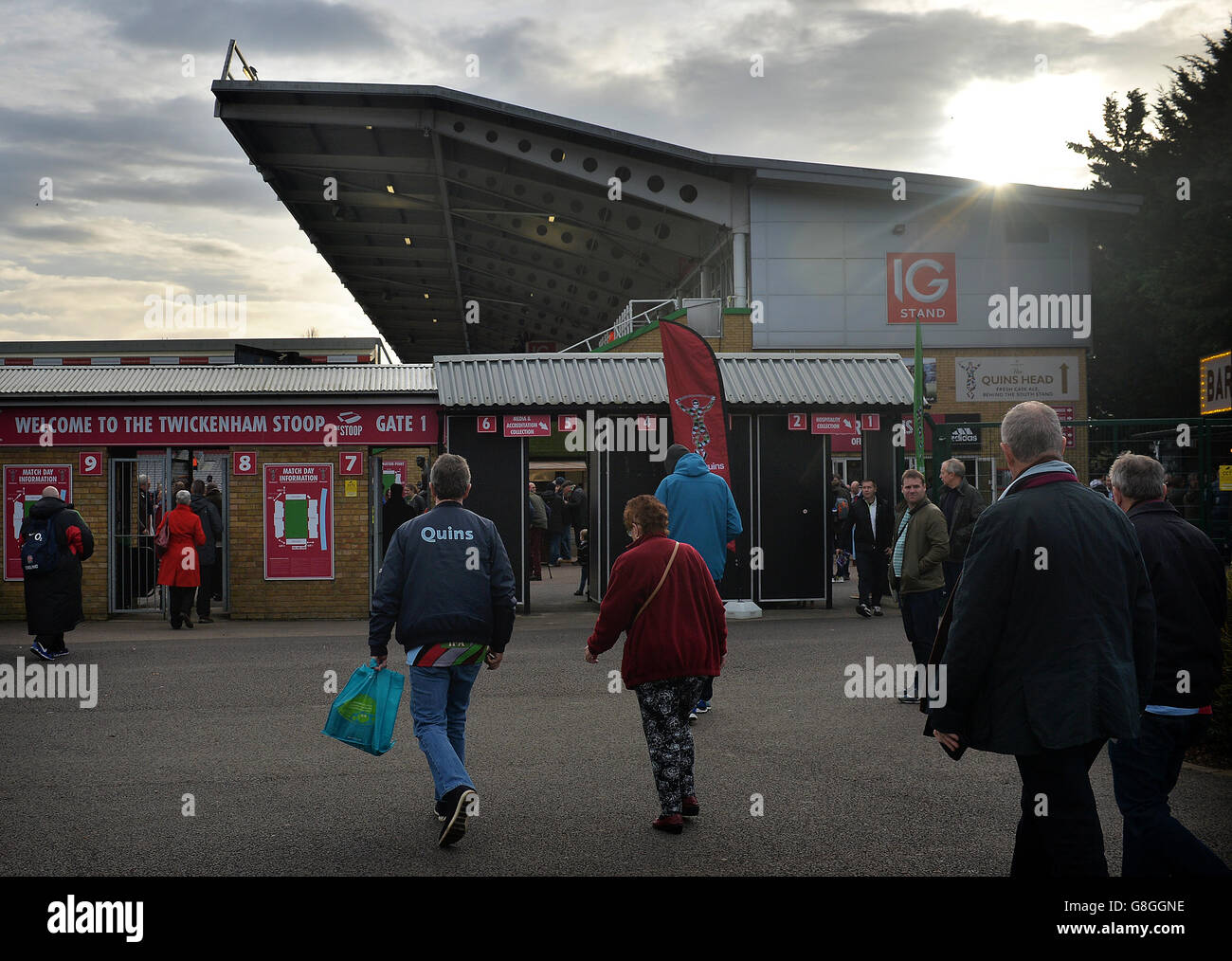 Fans arriving for the European Challenge Cup match at Twickenham Stoop ...